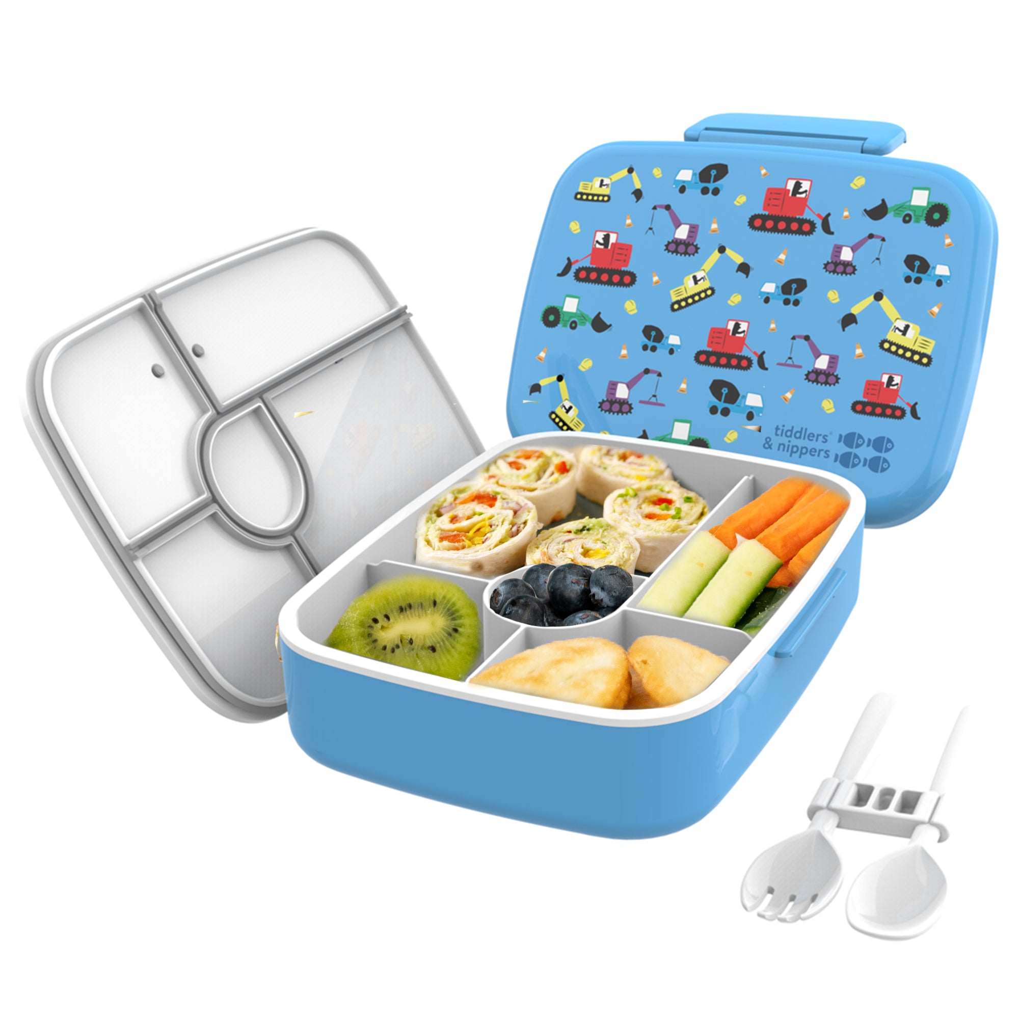 5 Compartment Lunch Bento Box for Kids Adults Includes Cutlery Fork Spoon Leak Proof BPA Free Microwave Freezer Dishwasher Safe
