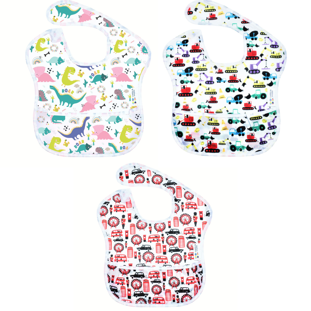 Wipe-Clean & Waterproof Baby Toddler Bibs (Single Pack & Sets ...